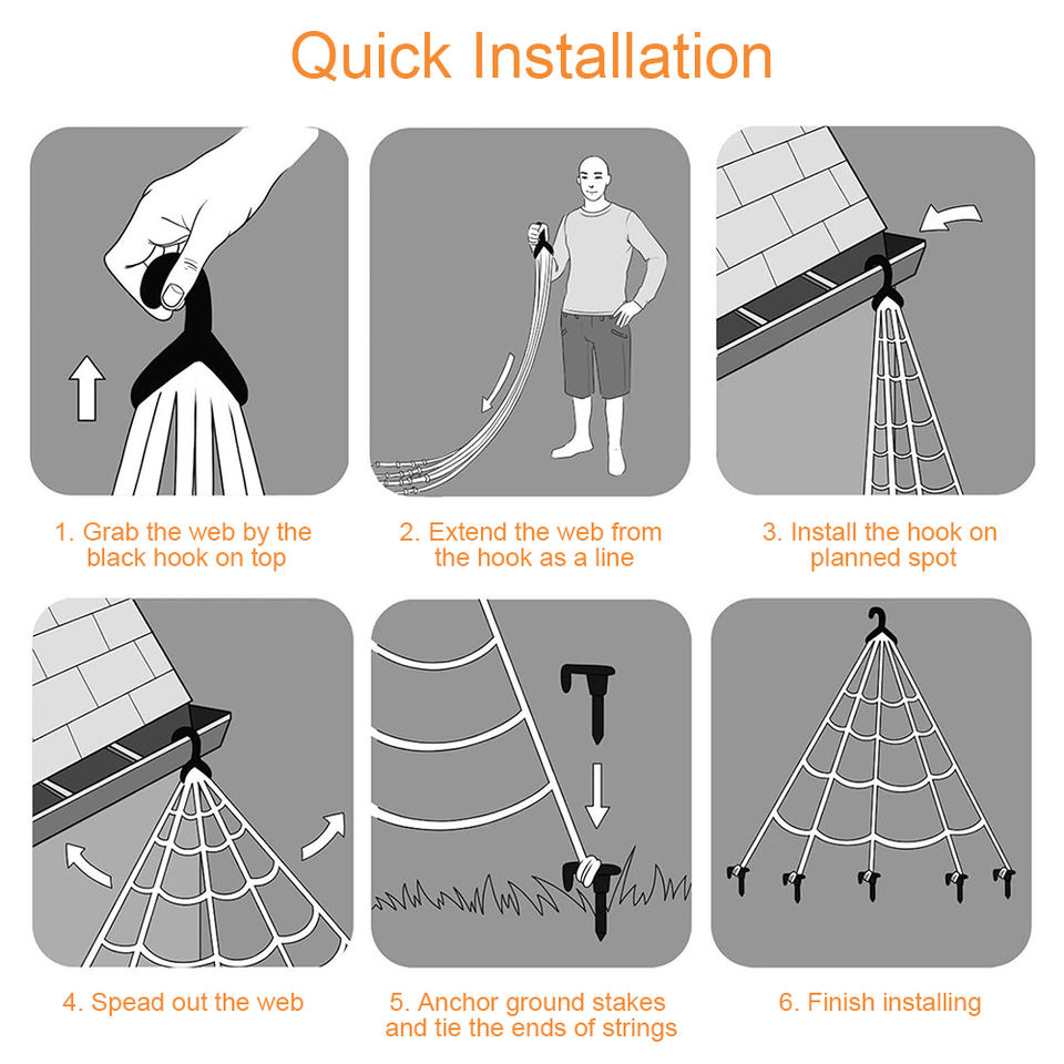 7m Giant Halloween Spider Web with 30 Spiders - Outdoor Decoration ...