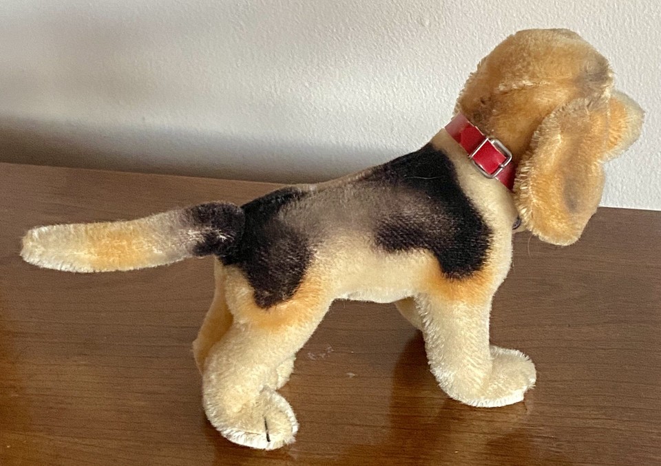 RARE STEIFF Biggie Beagle Dog 1950s standing 7” Mohair ALL ID Vintage ...