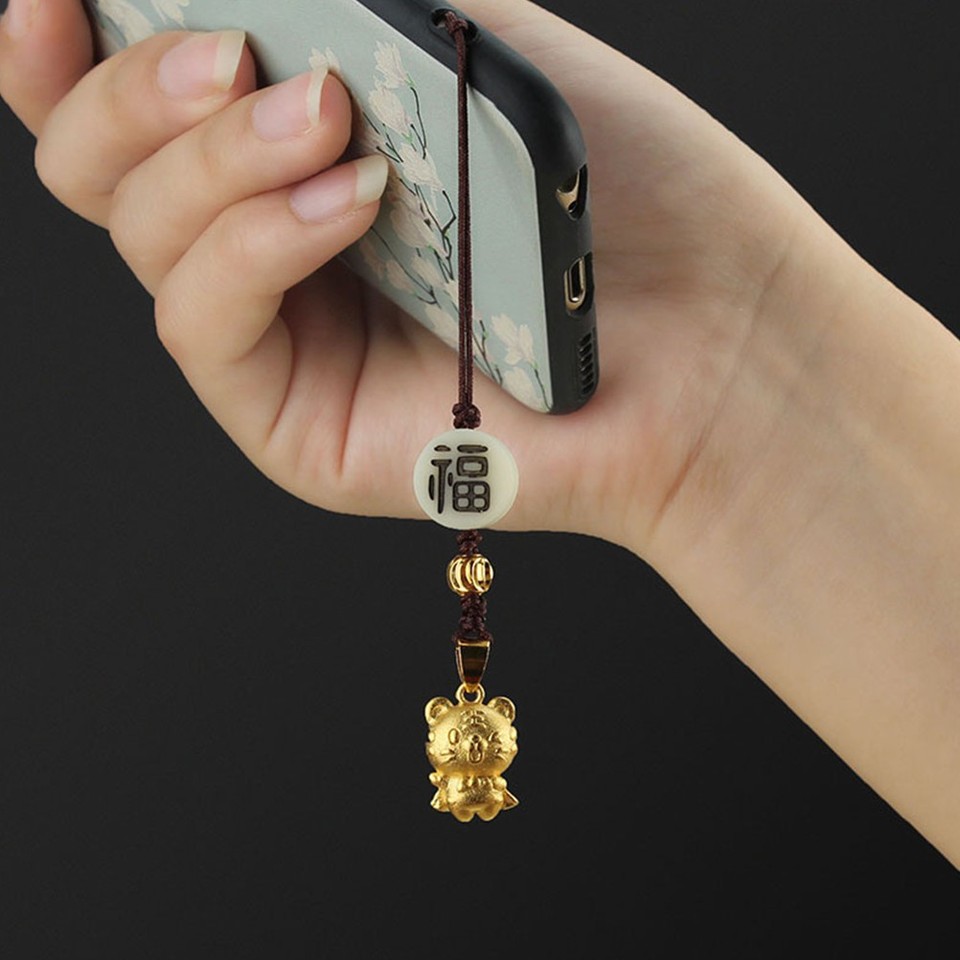 Keychain Tiger Pendant Mobile Phone Hanging Decor Lucky Charm Cellphone ...