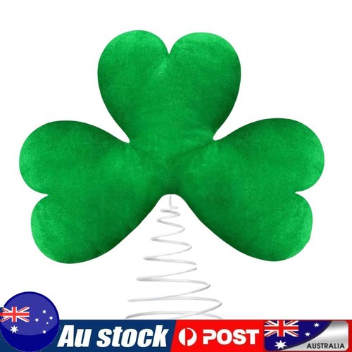 St Patricks Day Tree Topper Green Plush Shamrock with Metal Base for ...
