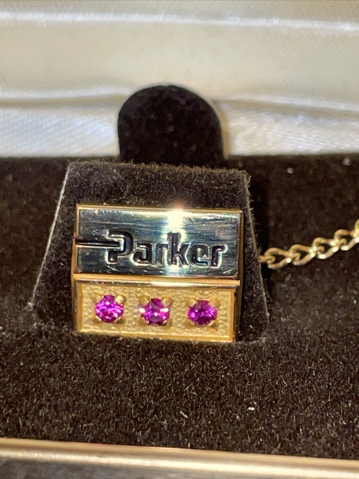 Parker Hannifin Three Ruby 1/15 10K cTo 15 Years Service Award Pin Tie ...