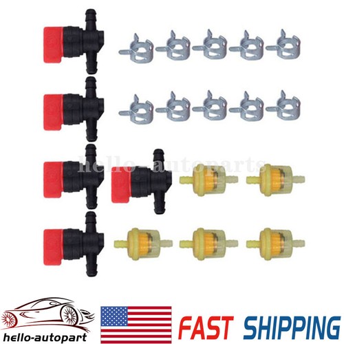 494768 5Pcs 1/4" Fuel Gas Filter Shut Cut Off Valve Clamp FITS Briggs ...
