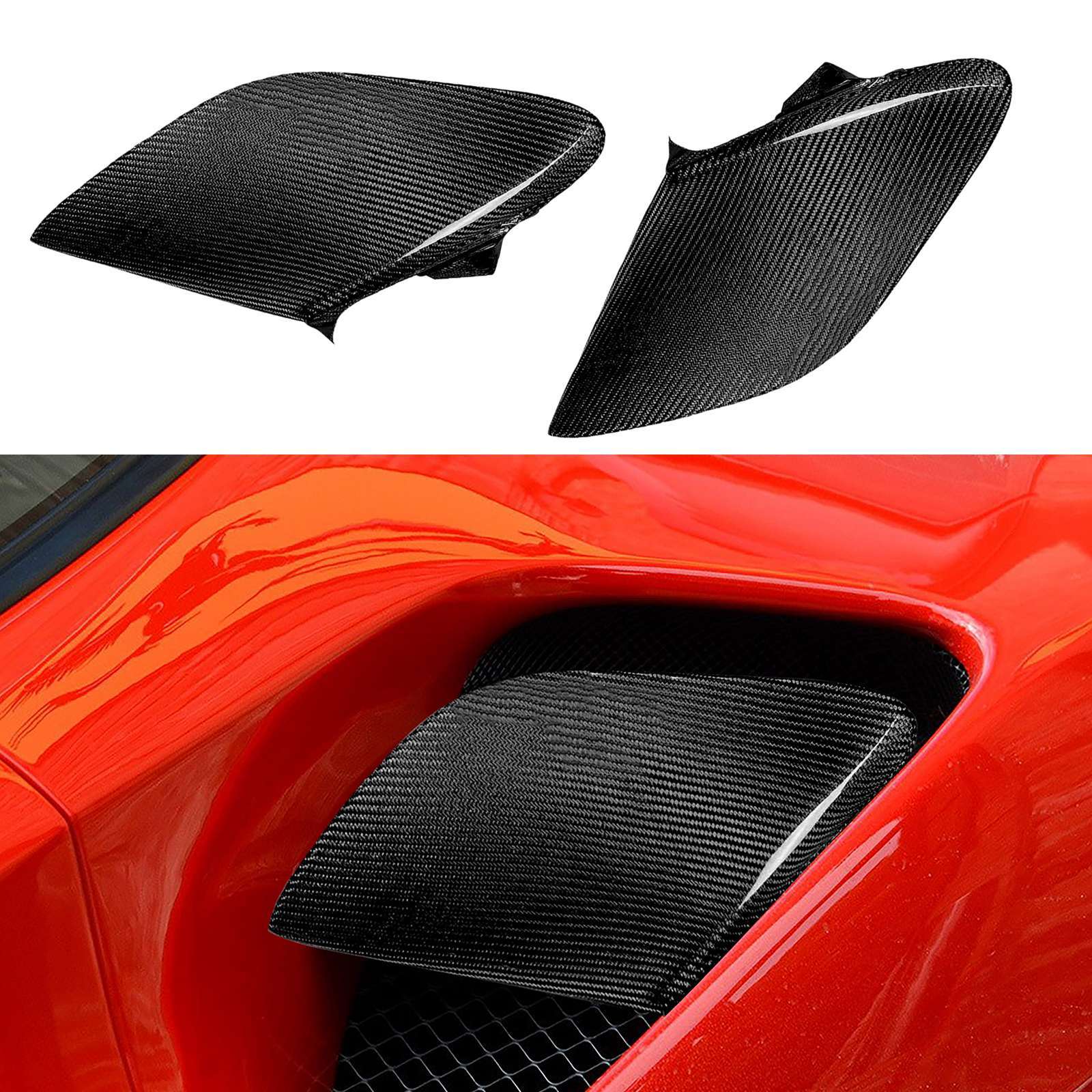 2Pcs For 2015-2019 Ferrari 488 GTB N Type Carbon Fiber Side Vents Air ...