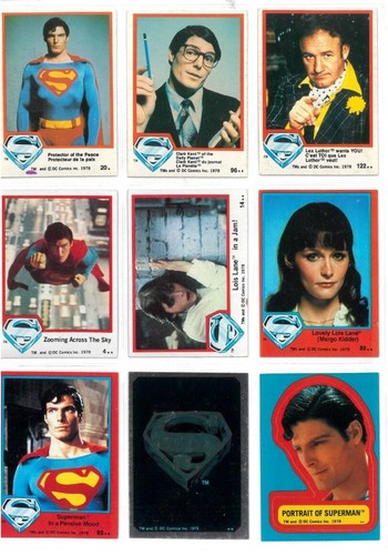 Superman Movie lot of your choice of 10 trading cards, stickers by OPC ...