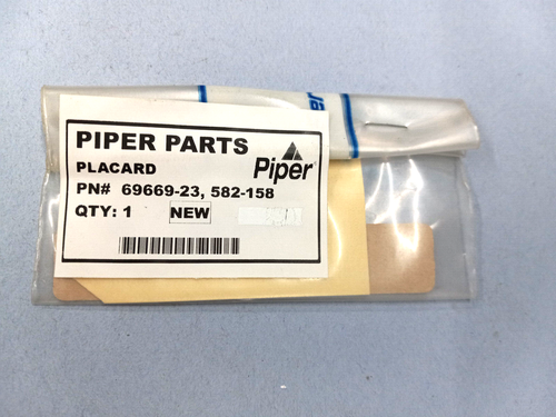 Piper P/N 582-158 - 69669-23 PLACARD (Radio/Panel Lights) | eBay