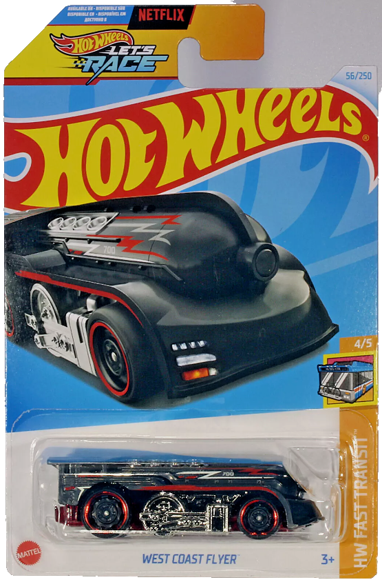 HOT WHEELS WEST COAST FLYER 1:64 Diecast Train Car Black 2021 MIP The ...
