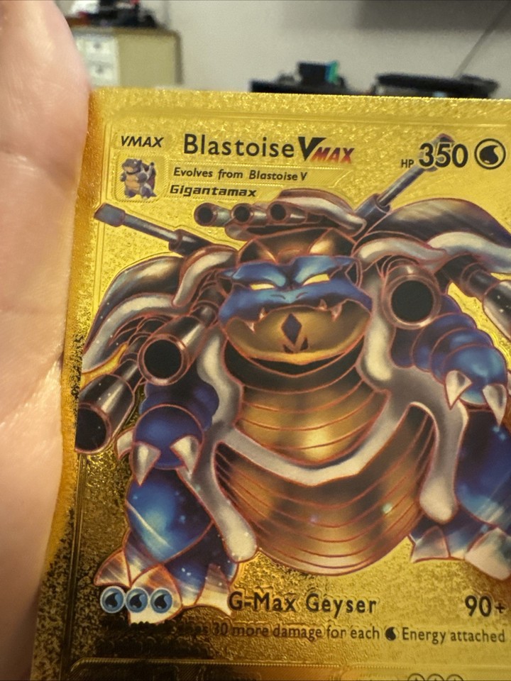 Pokémon Blastoise VMAX Gold Metal 350 HP Card Collectible English Water ...
