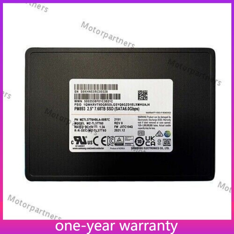 Samsung PM893 7.68TB SATA SSD 6Gb/s 2.5" 7mm Data Center SSD Enterprise ...