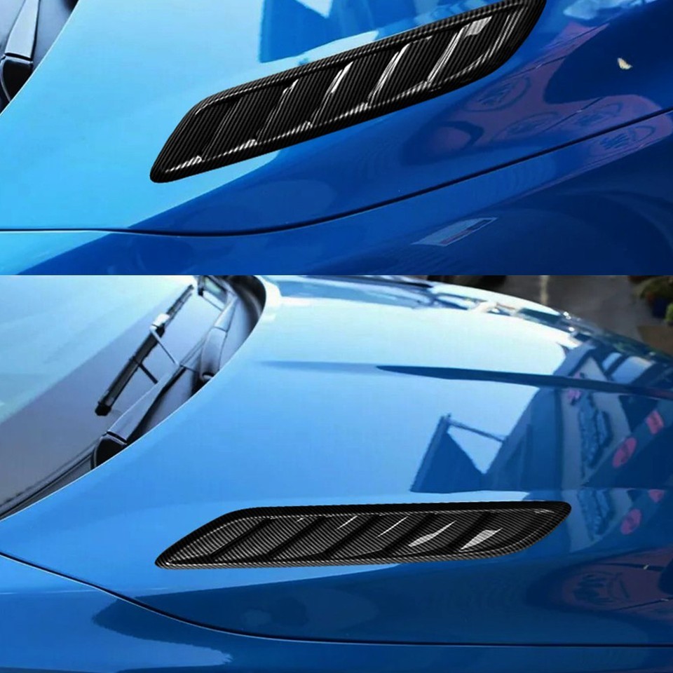 Carbon Fiber Front Car Hood Side Air Flow Vent Hole Cover Scoop Decor ...