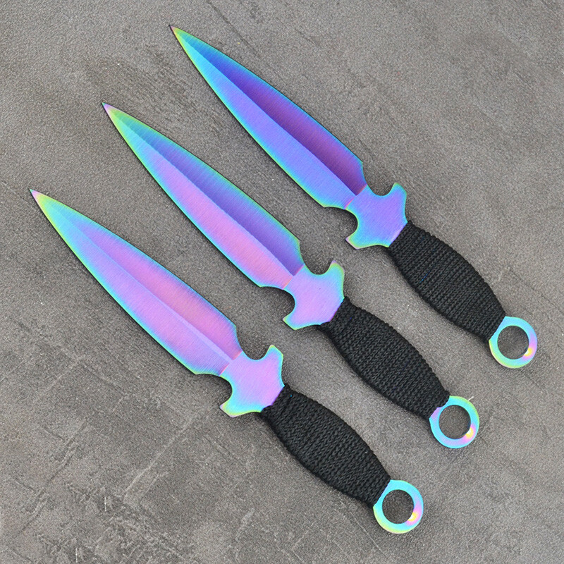 Throwing Knifes Rainbow SWORD Throwing Knives Set Stunning Ninja Full ...