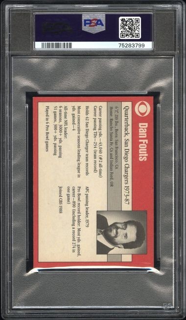 DAN FOUTS 1989 NFL on CBS Television Announcers PSA 8 NM / M San Diego ...