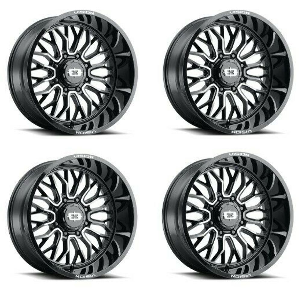 Set 4 22" Vision 402 Riot Gloss Black Machined Face Wheels 22x12 8x170 ...