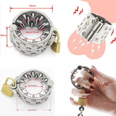 Male Metal Spike Ball Stretcher Chastity Device Scrotum Ring Lockable ...