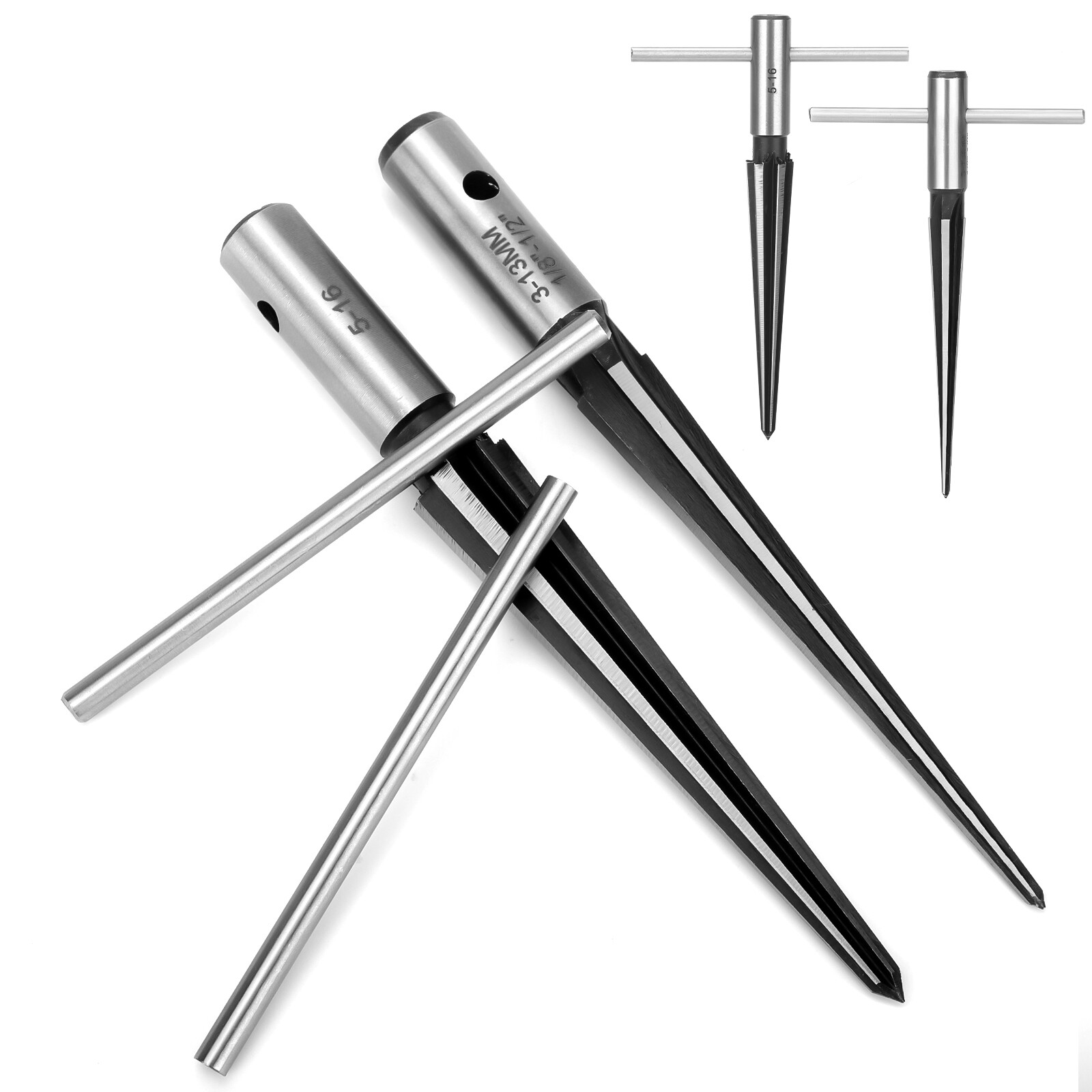 2pcs T Handle Tapered Reamers 5 Fluted Chamfer Bridge Pin Hole Hand ...
