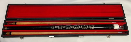 Vintage Custom Pool Cue Carved Wood 2 Piece With Case | eBay