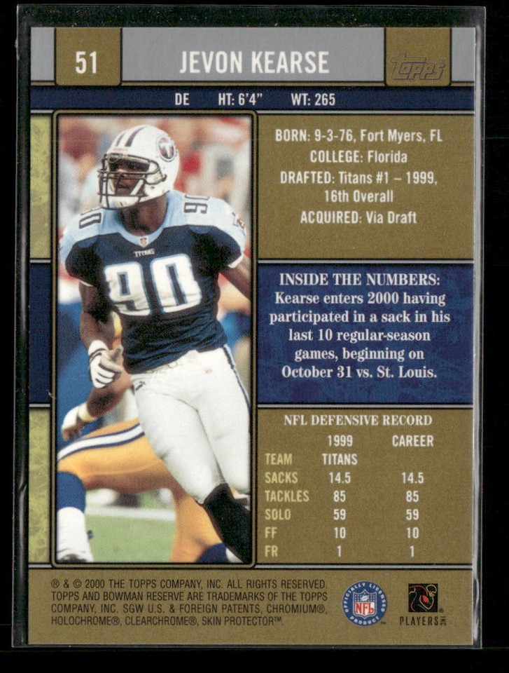 Jevon Kearse 2000 Bowman Reserve #51 | eBay