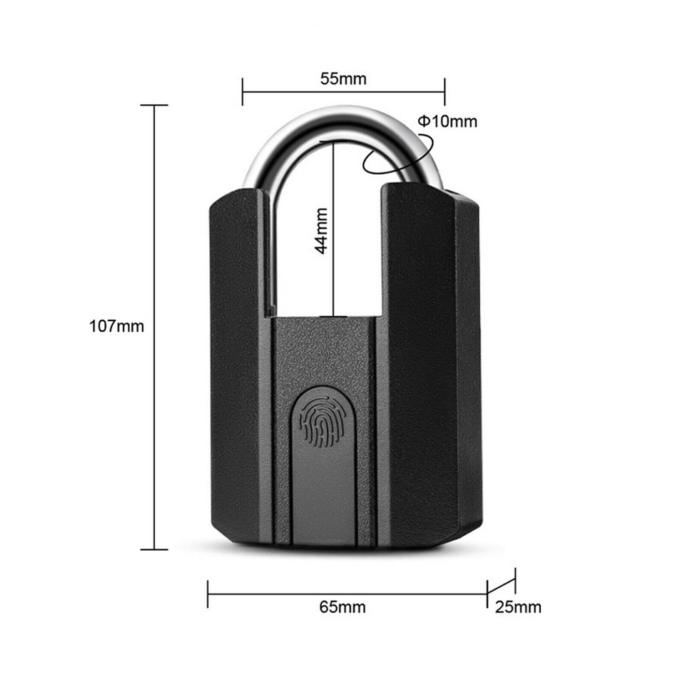 Smart Waterproof Bluetooth Fingerprint Padlock Locker Lock W/ 2 Keys ...