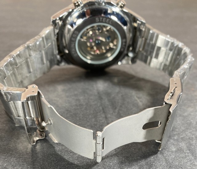 Winner TM340 Men's Silver Stainless Steel Analog Automatic Black Dial ...