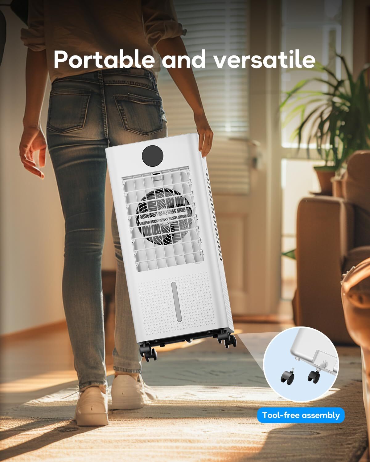 AEROZY Evaporative Air Swamp Cooler, 22" Oscillating Fans with Ice ...