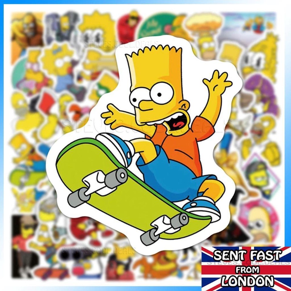 50 Simpsons Stickers Bart Waterproof Sticker Homer Marge Cartoon Peel ...