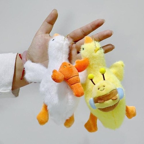 Big White Goose Pendant Keychain Stretchable Plush Relieve Stress Toy ...