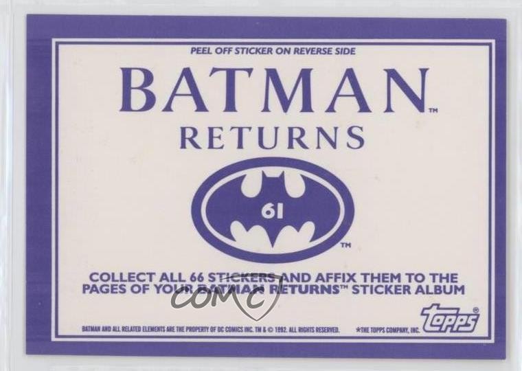1992 Topps Batman Returns Album Stickers Penguin's Underground Lair #61 ...