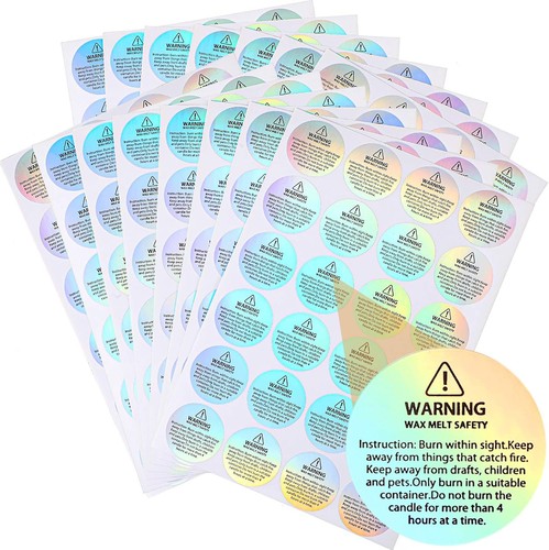 Holographic Candle Warning Labels Jar Container 3 cm, Colorful | eBay