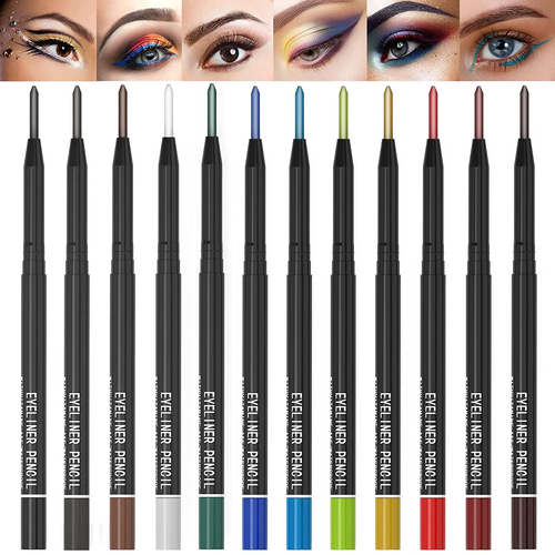 12-Piece Multicolor Makeup Set: Eyeliner, Eyebrow, and Lip Pencils ...