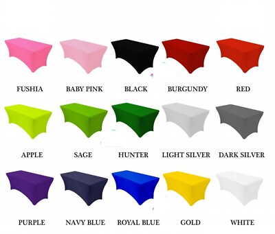 6FT Rectangular Tight Fit Table Cover Spandex Stretch Trestle ...