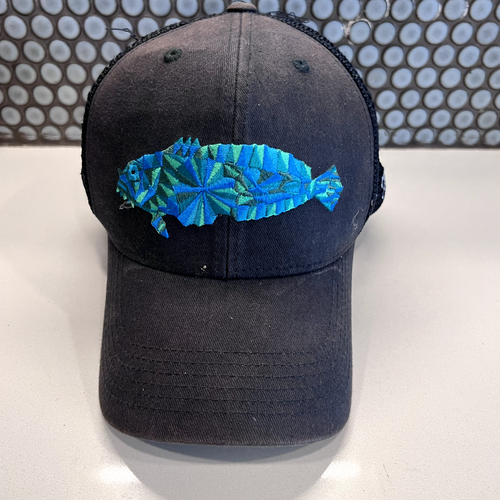 Toadfish Hat Cap Trucker Mesh Back Black Mesh Logo Graphic Aquatic Ocean | eBay