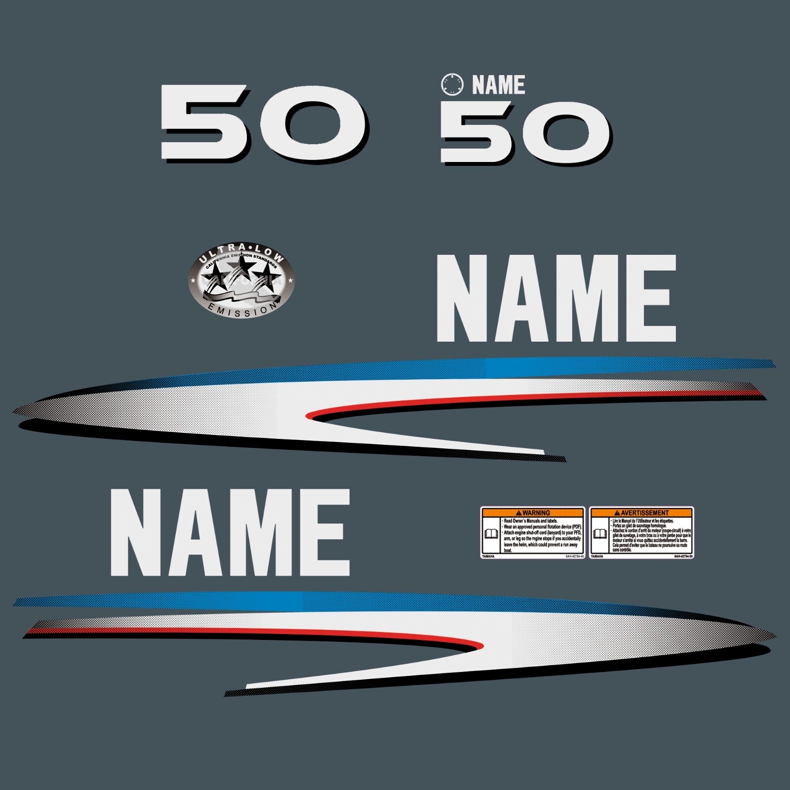 For YAMAHA 50 two stroke outboard, Vinyl decal set from BOAT-MOTO ...