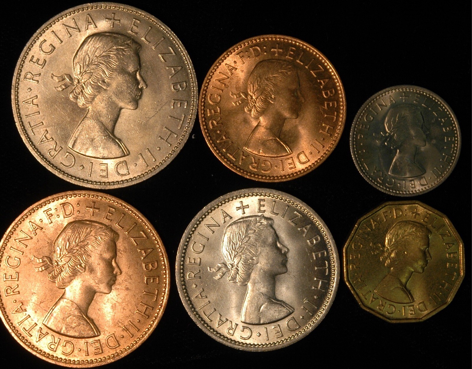 Coin Set of Original Royal Mint Coins 1963 - 1967 Halfpenny-Halfcrown ...