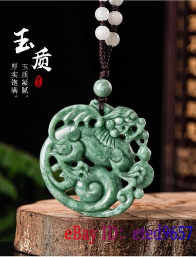 Burmese Jade Qilin Pendant Jadeite Green Jewelry Natural Carve Necklace ...