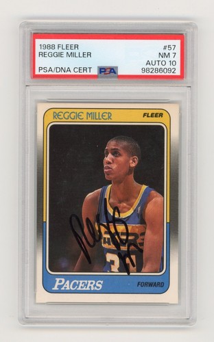 PSA 7/10 REGGIE MILLER 1988-89 Fleer #57 ROOKIE RC TWICE DUAL SIGNED ...