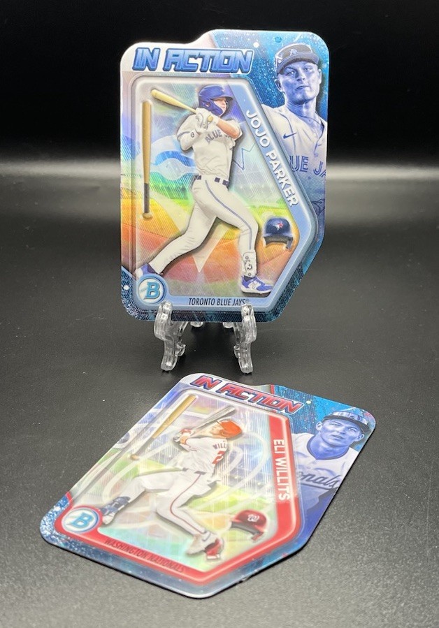 2 CARD LOT - 2025 BOWMAN DRAFT IN ACTION INSERT WILLITS PARKER RC ...