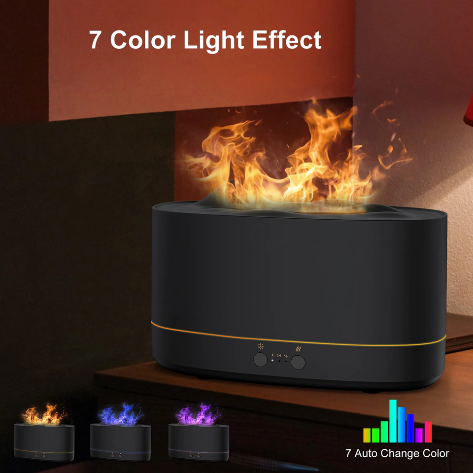 Essential Oil Diffuser, 7 Color Flame Diffuser Humidifier, 200Ml Time ...