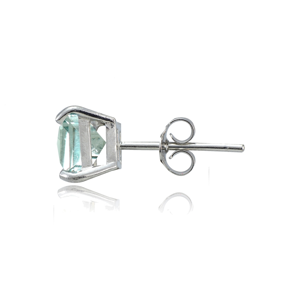 Sterling Silver Aquamarine 7mm Square Stud Earrings 884335464986 | eBay