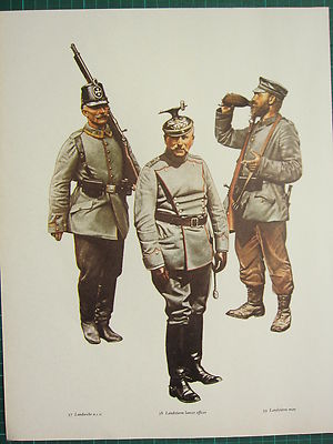 VINTAGE WW1 WWI PRINT ~ PRUSSIA LANDWEHR GERMAN REICH LANDSTURM ...