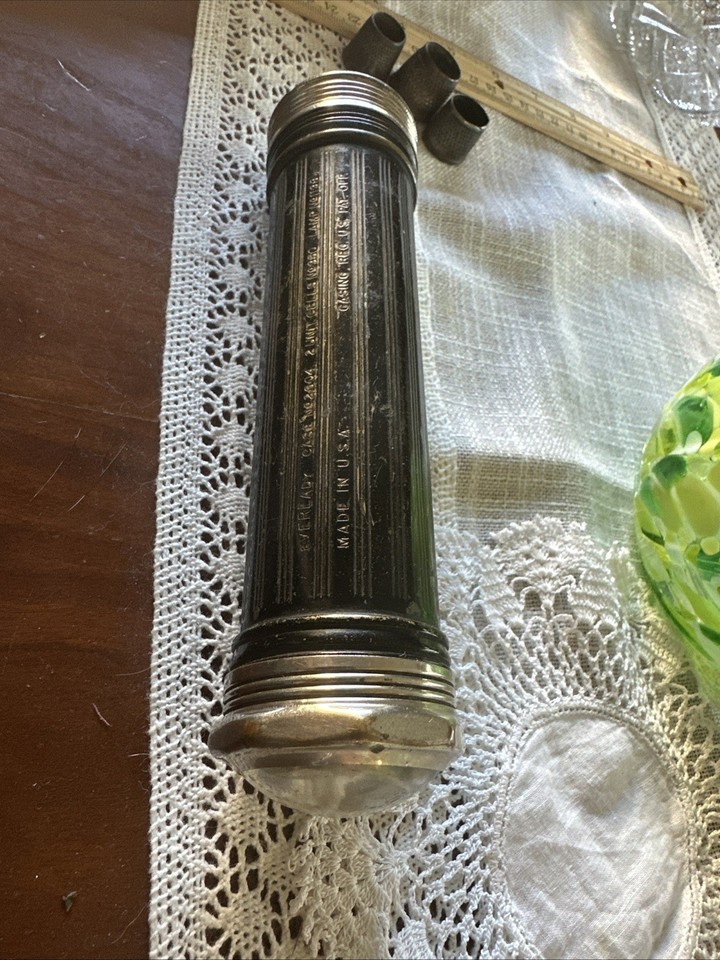 Antique 1930’s Eveready Flashlight model #2604 Works 2 Cell Fish Eye ...
