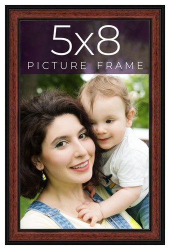5x8 Frame Executive Brown Round Mahogany Finish Solid Wood Picture ...