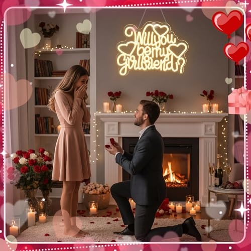 Large Neon Light Hanging Proposal Sign Valentines Day Wedding Party ...