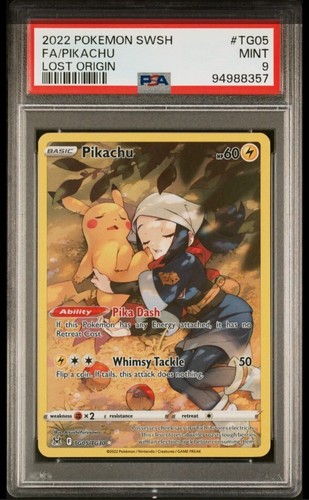 PSA 9 Pokemon SLEEPY PIKACHU Lost Origin #TG05 Illustration Rare Full ...
