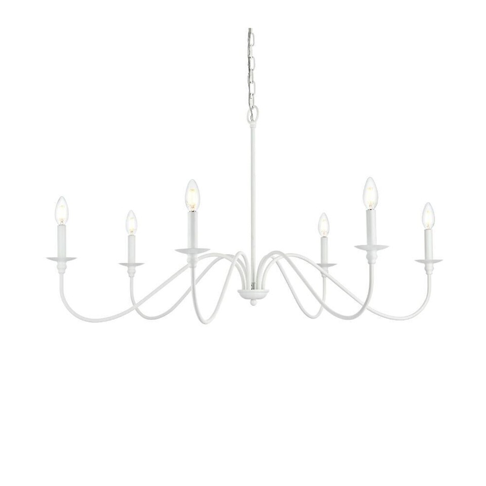 Large White Farmhouse Chandelier Foyer Dining Room Kitchen 6 Light ...