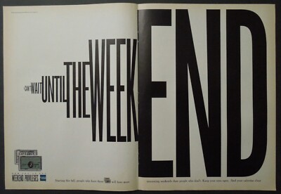 1990 AMERICAN EXPRESS Weekend Privileges 2 Page Magazine Ad | eBay