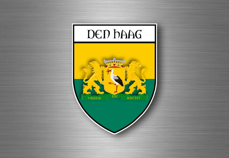 Sticker decal souvenir car coat of arms shield city flag the hague ...