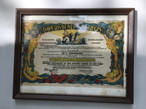 NEPTUNE CERTIFICATE Imperium Neptuni Regis certificate navy WWII | eBay