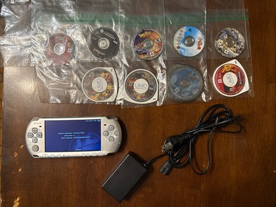 Silver PSP 3001 w/ 9 Games Lot - Please Read | eBay