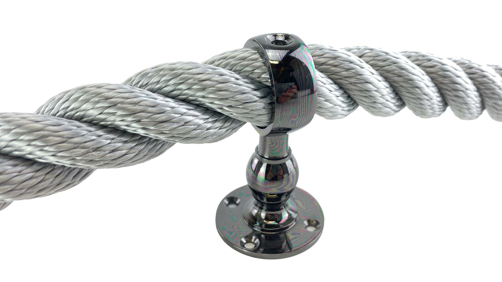 36mm Grey Synthetic Bannister Handrail Rope x 10FT C/W 4 Gun Metal ...