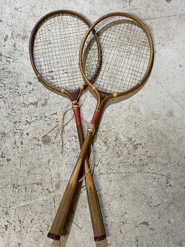 2 Vintage Wood Badminton Rackets Union Sports Decor Man Cave 4179 | eBay