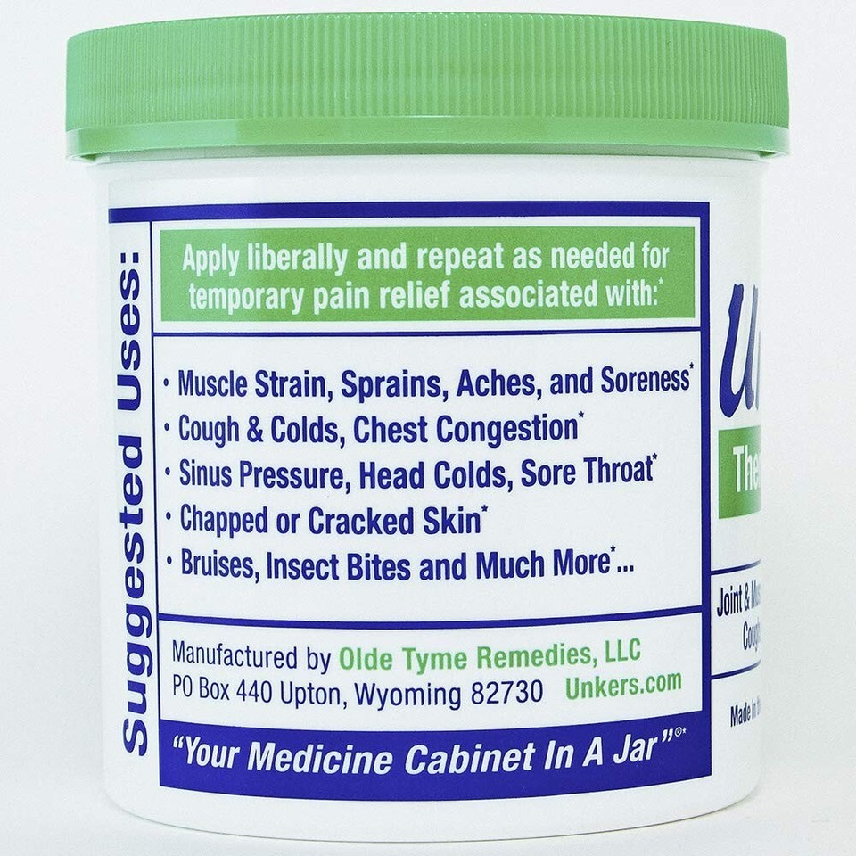 Unkers Therapeutic Rub for Joint Pain, Sore Muscles, Burn Cream, 13.5 ...